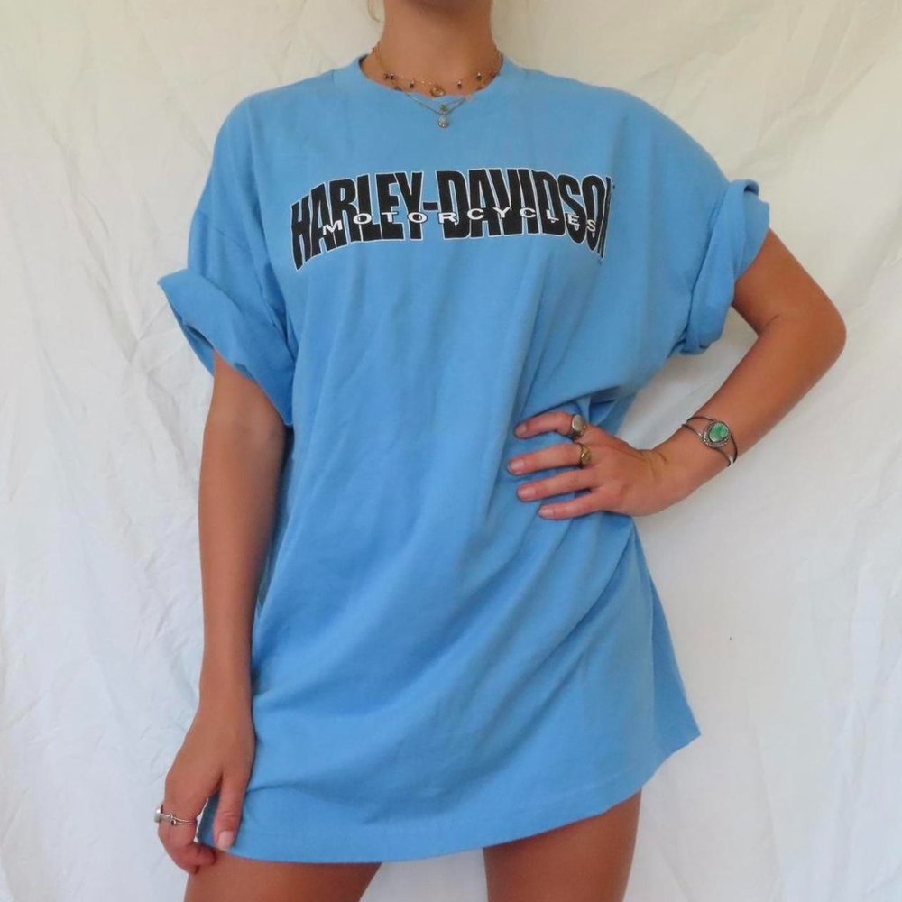 Harley Davidson Baby Blue Extra Large Tee Or Dress Bl… - Gem